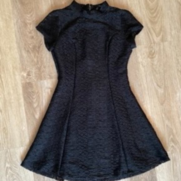 Zara | Dresses | Zara High Neck Lace Mini Little Black Dress | Poshmark